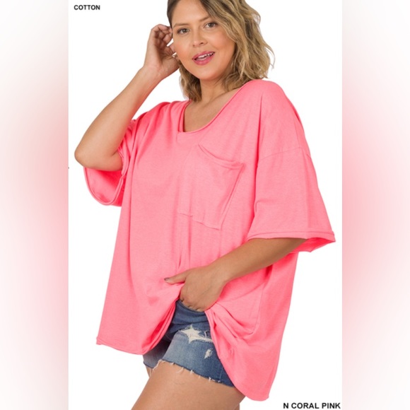 Zenana Outfitters | Tops | Nwot Zenana Plus Oversized Front Pocket Raw ...